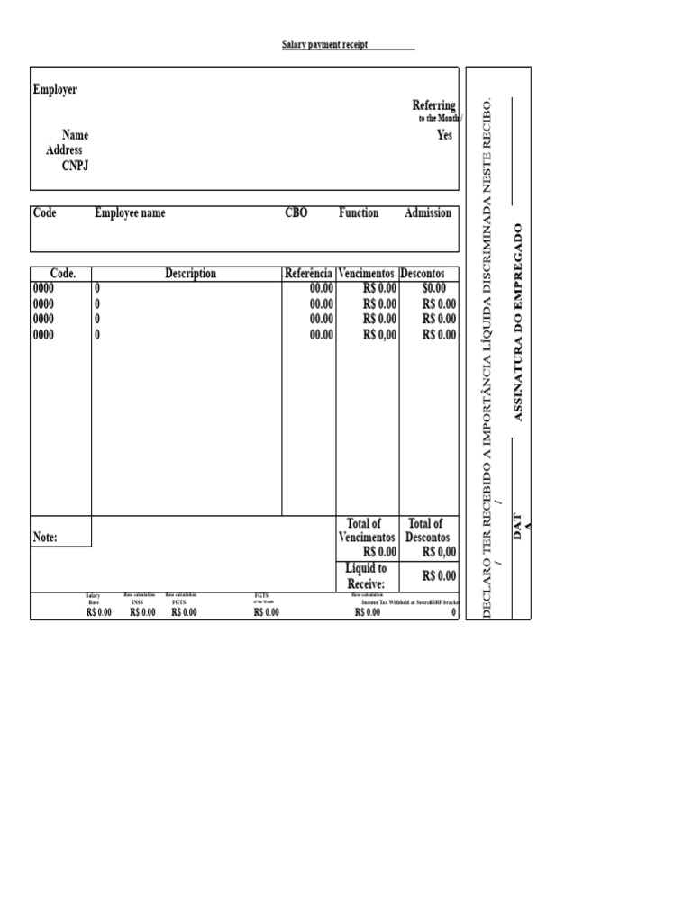 Employee Salary Payment Receipt Model | PDF