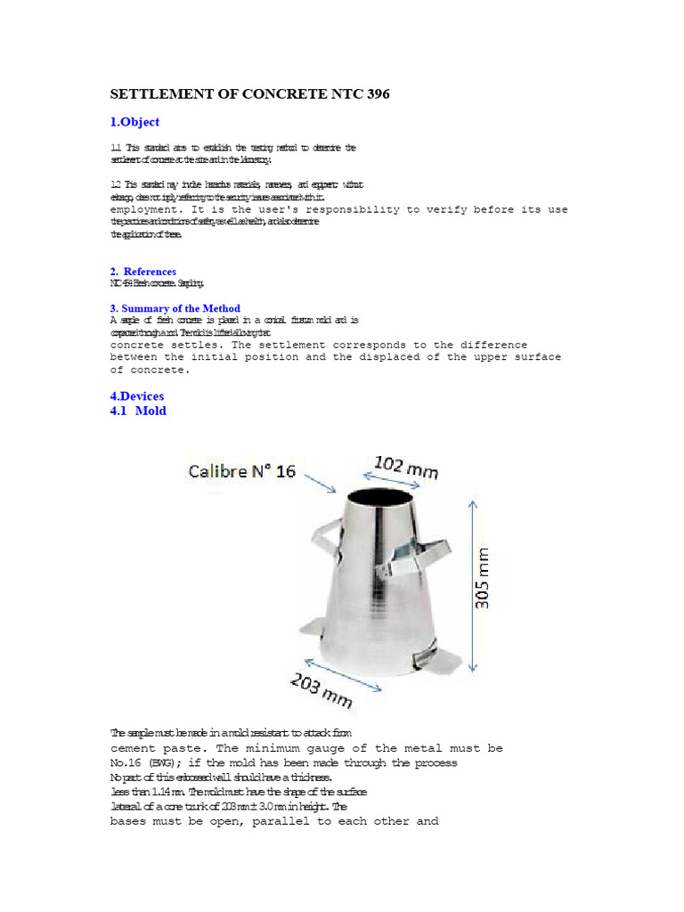 Concrete Settlement Ntc 396 | PDF | Concrete | Composite Material