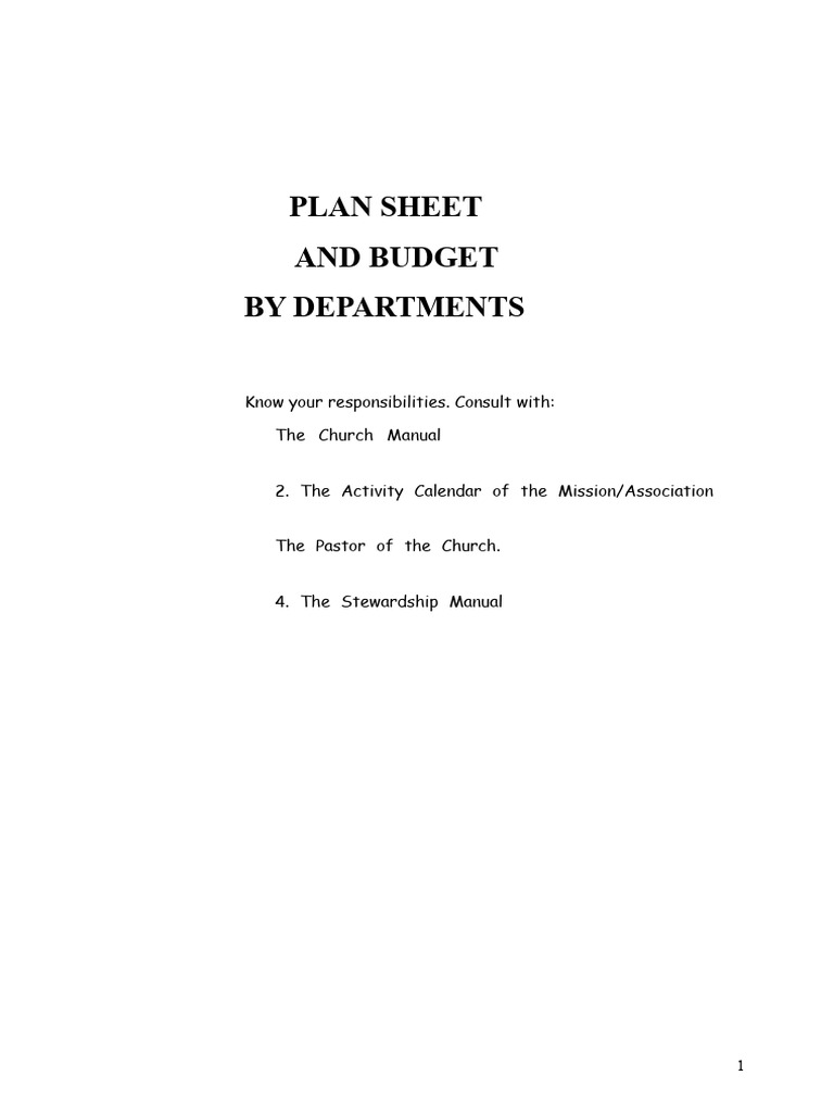 Church Department Work Plan & Budget | PDF | Evangelism | Deacon