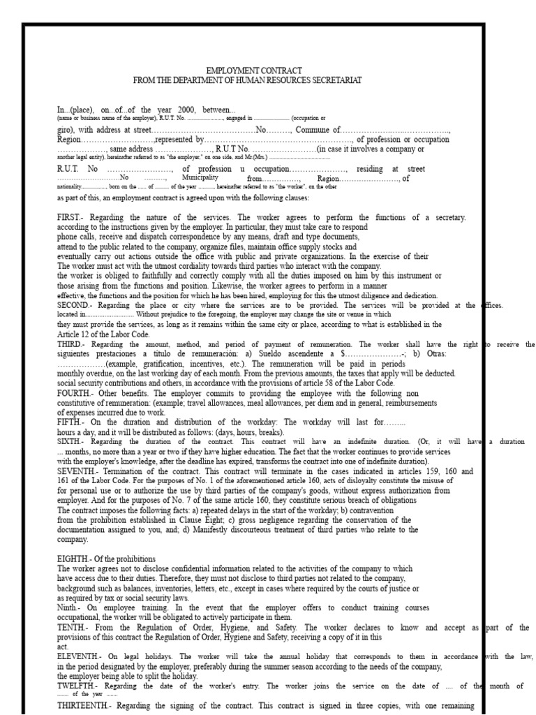Secretary Contract | PDF | Employment | Per Diem