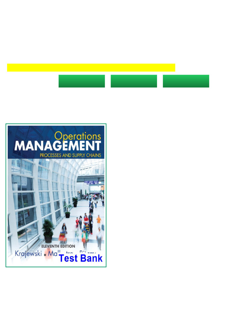 Operations Management Processes and Supply Chains 11th Edition ...