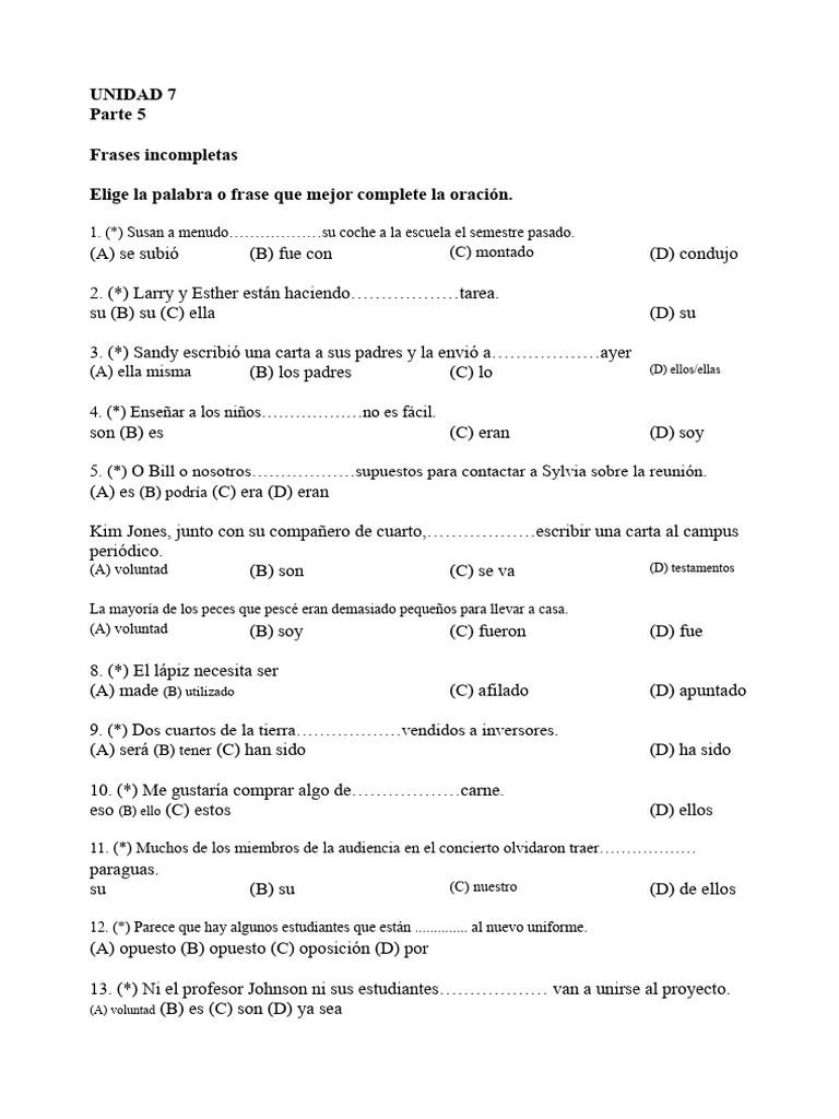 Ejercicios de Completar Oraciones en Español | PDF | Pintada | Pinturas