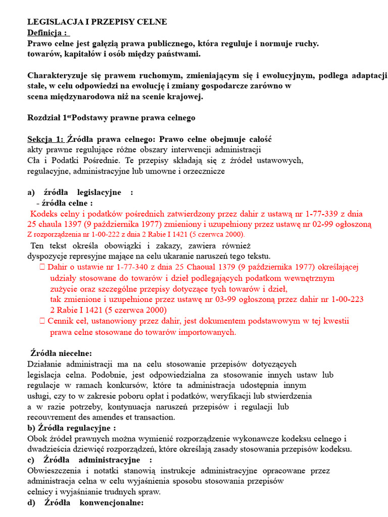 Legislacja I Przepisy Celne W Maroku | PDF