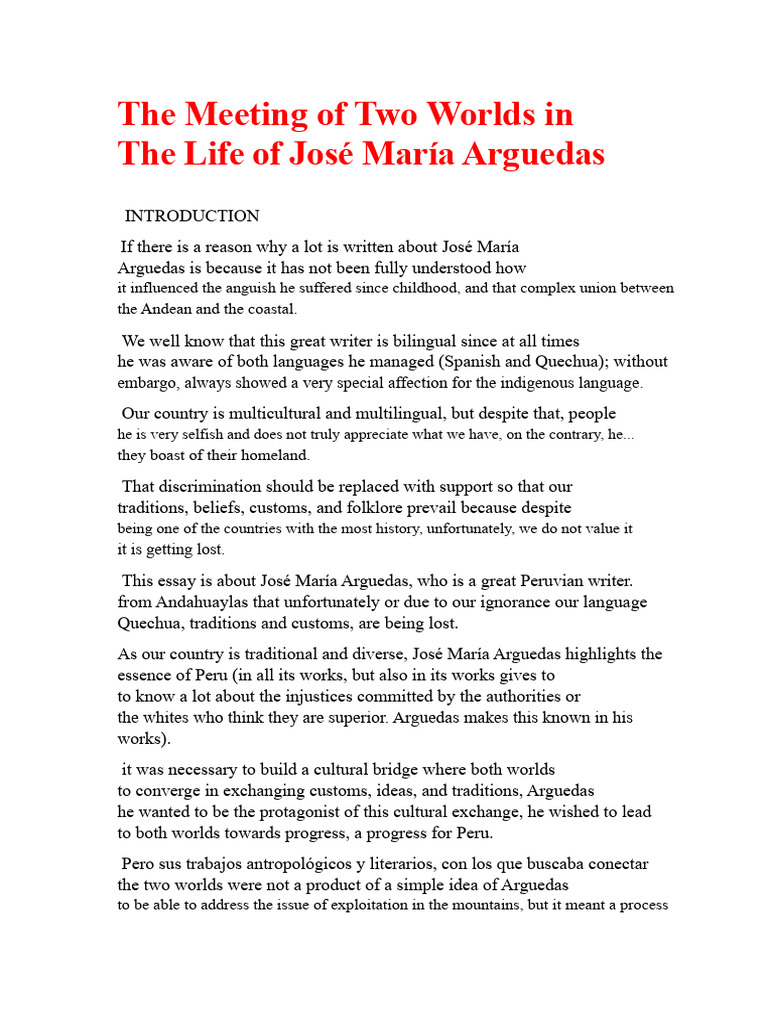 José María Arguedas: Bridging Cultures | PDF | Peru