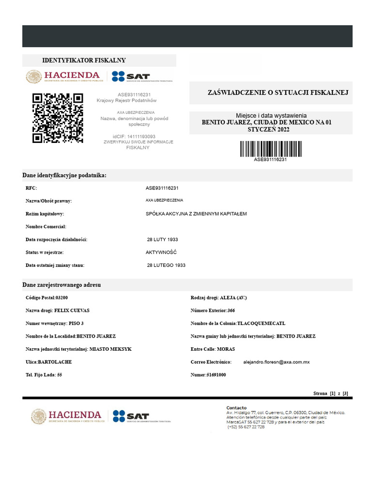 AXA-Ubezpieczenia-CSF-010122 | PDF