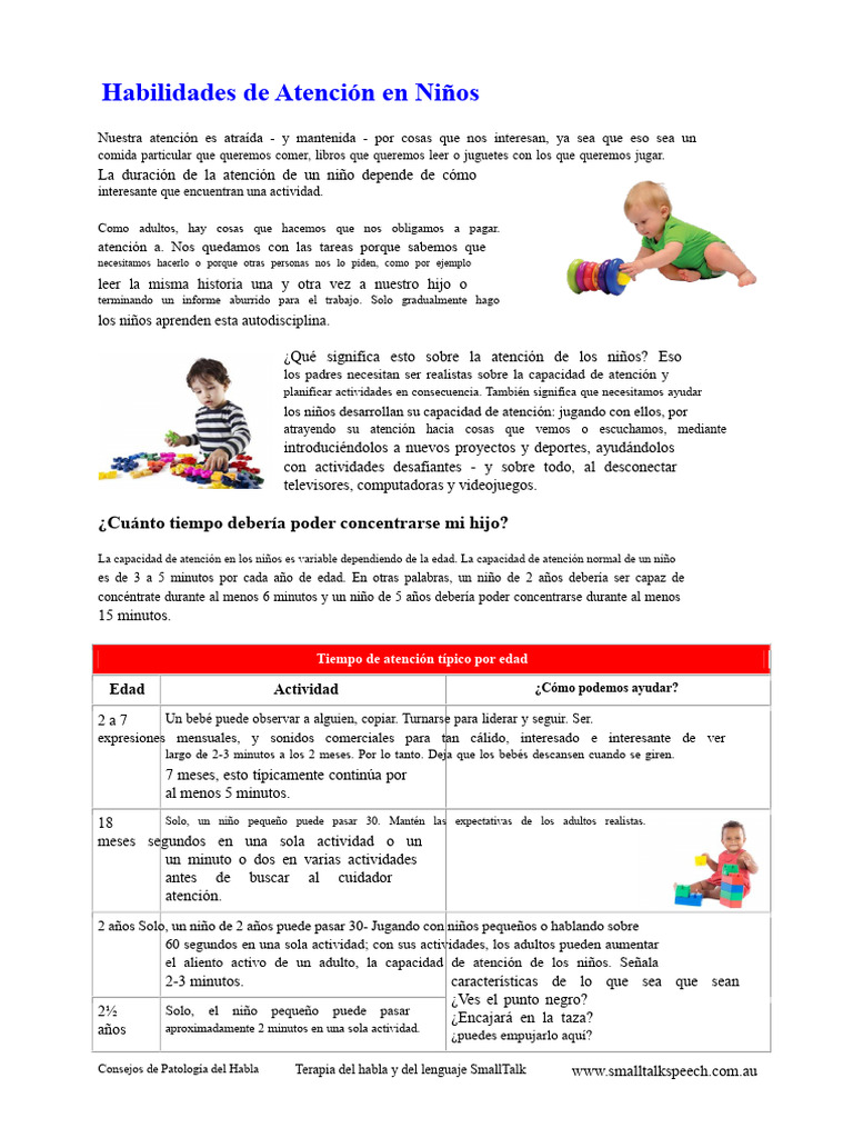 Habilidades de Atención en Los Niños | PDF | Videojuegos | Educación de ...