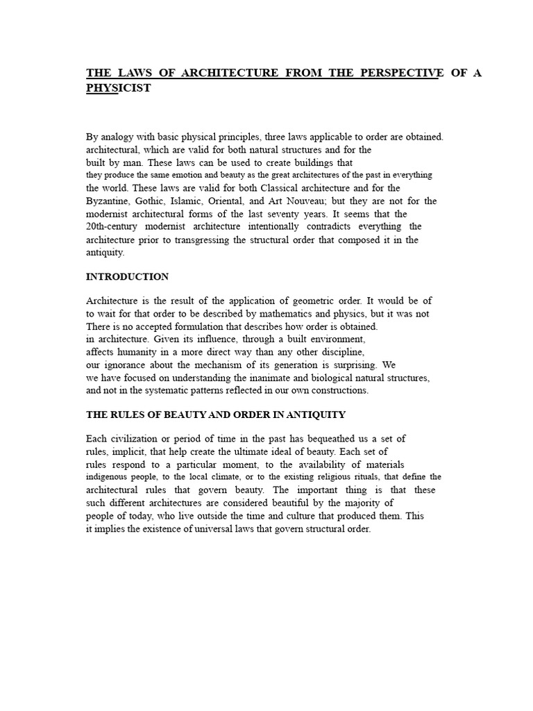 Three Laws of Architectural Order | PDF | Electron | Matter