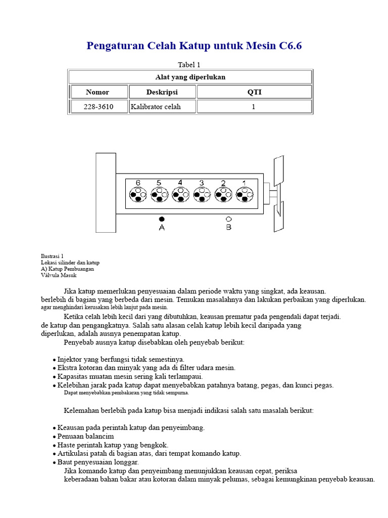 CAT Motor C6.6_Penyesuaian Celah Katup | PDF