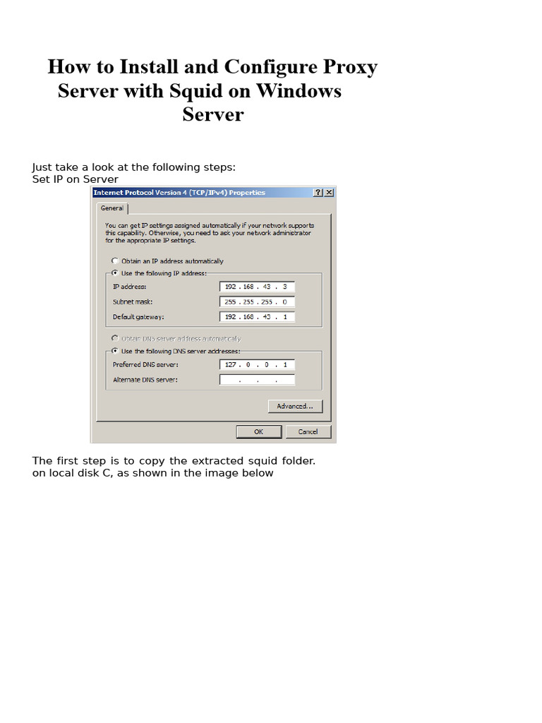 How To Install and Configure A Proxy Server With Squid On Windows Server | PDF | Proxy Server ...