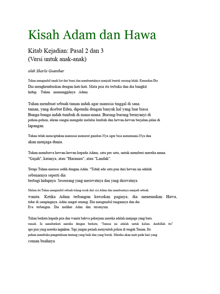 Kisah Adam dan Hawa | PDF