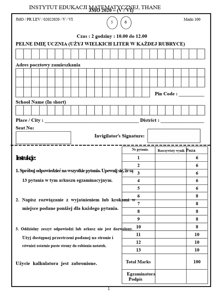 STD 5-6 Jmo-2020 | PDF