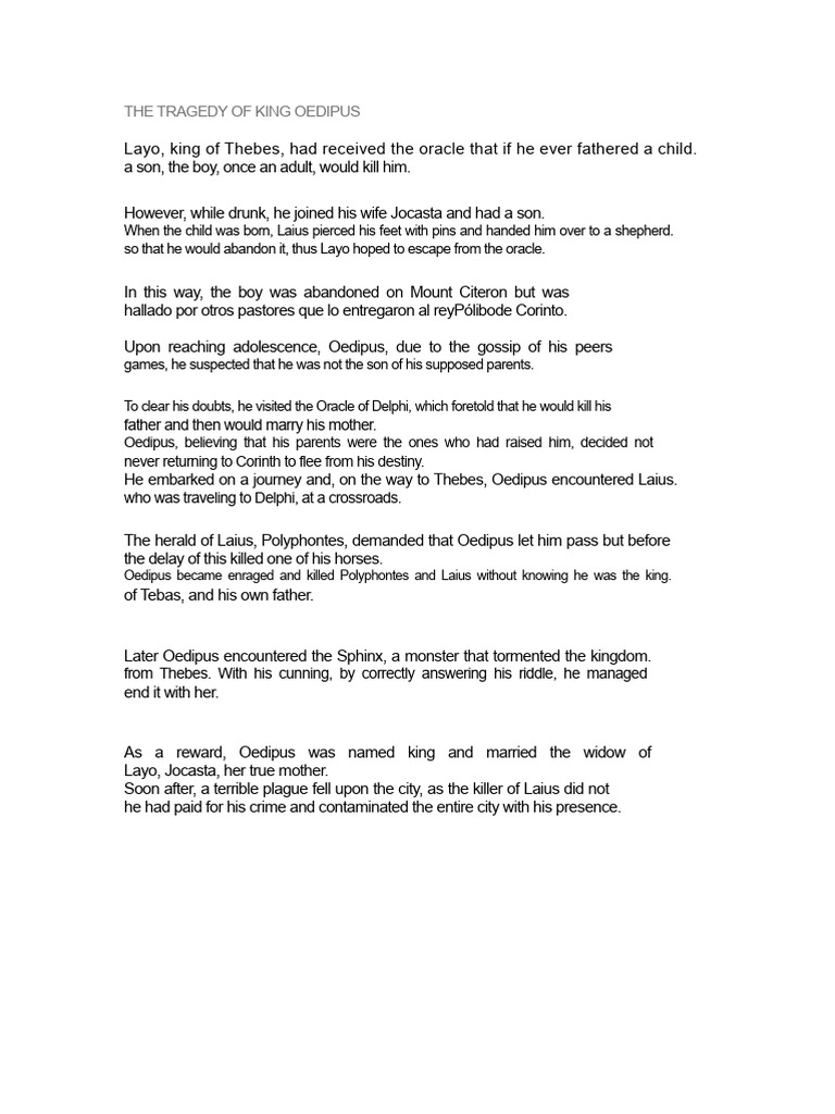 The Tragedy of Oedipus Rex | PDF | Oedipus | Boeotian Mythology
