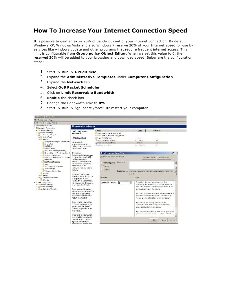 How To Increase Your Internet Connection Speed | PDF