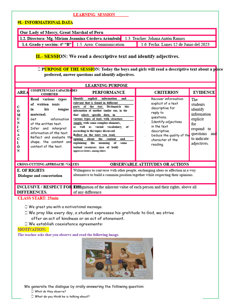 With - We Read A Descriptive Text | PDF | Information | Learning