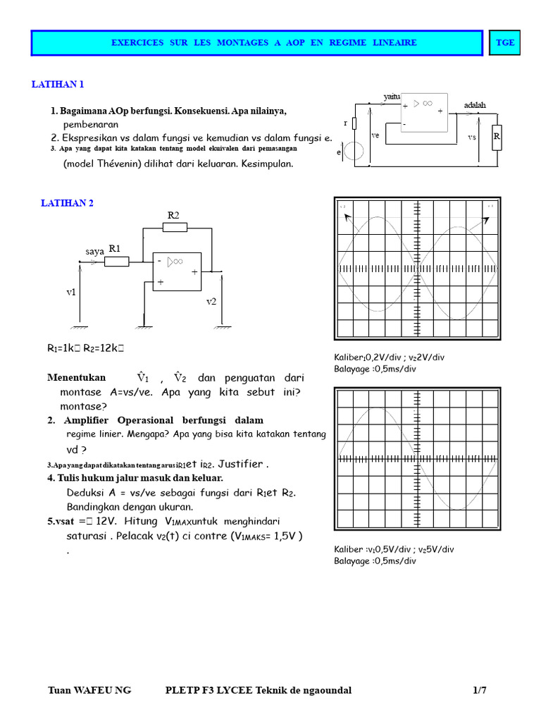 Latihan Penguat Operasional AOP Linear | PDF