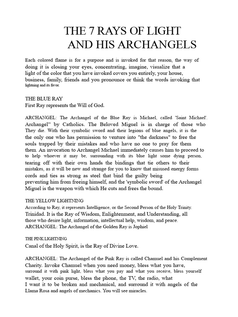 The 7 rays of light and their archangels | PDF | Archangel | Michael (Archangel)