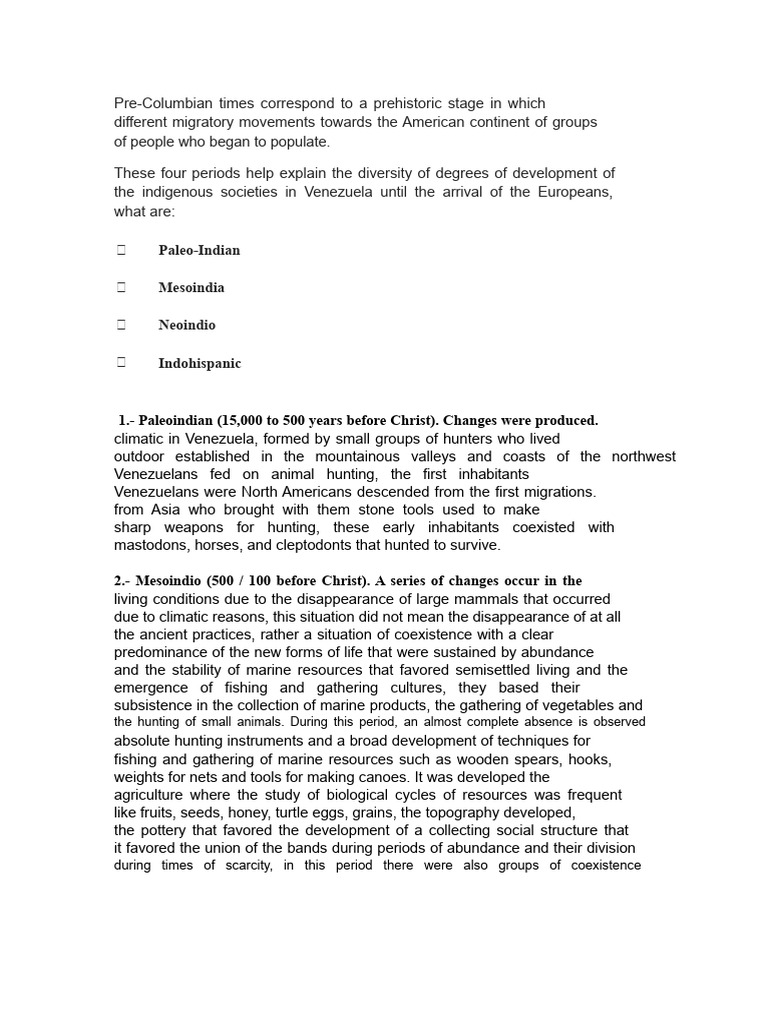 Pre-Columbian Indigenous Cultures of Venezuela | PDF | Venezuela
