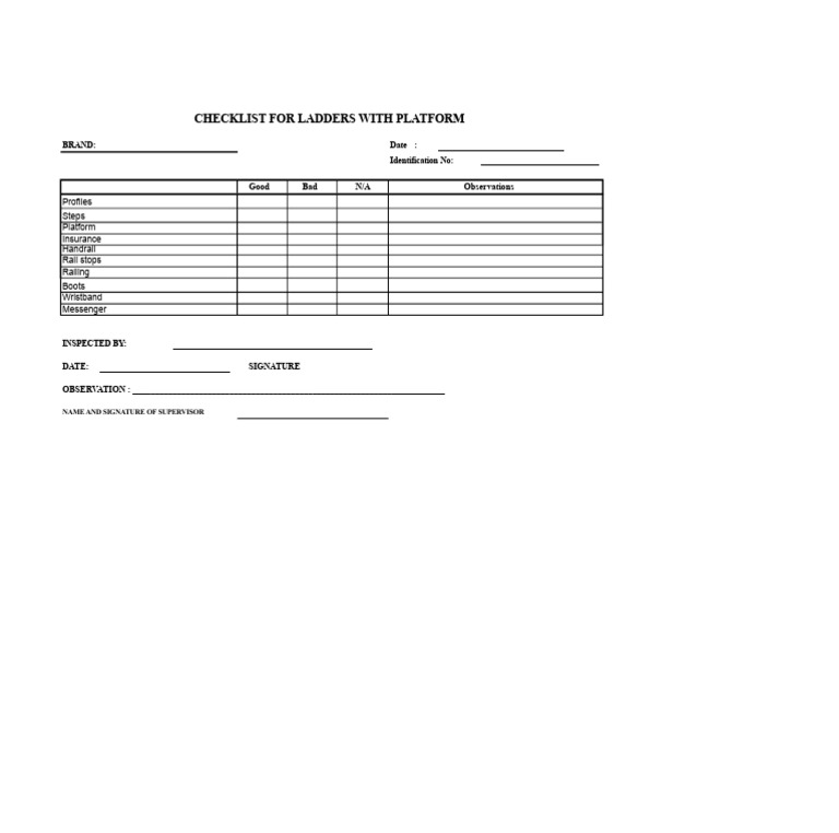 Ladder With Platform Checklist PDF | PDF