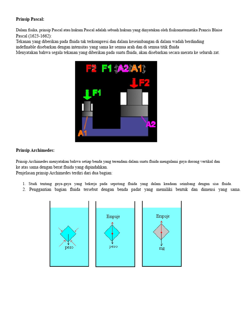Prinsip Pascal dan prinsip Archimedes | PDF