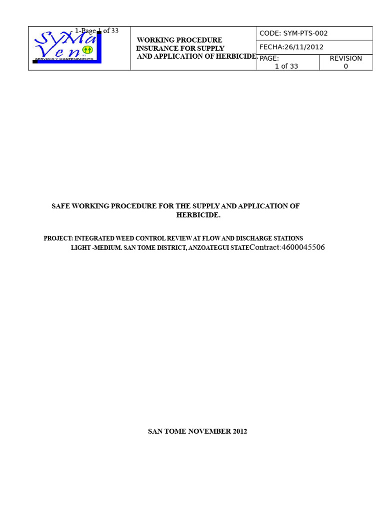 Safe Herbicide Application Procedure | PDF | Occupational Safety And ...