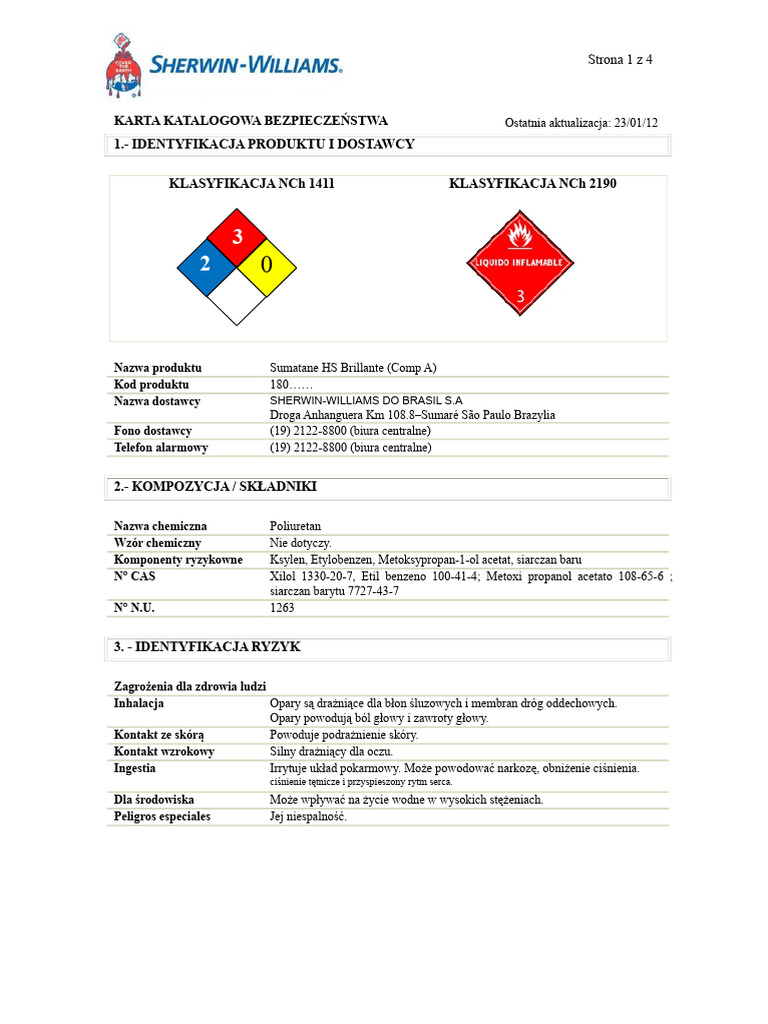 7 Msds - Sumatane Hs Brillante Comp A | PDF