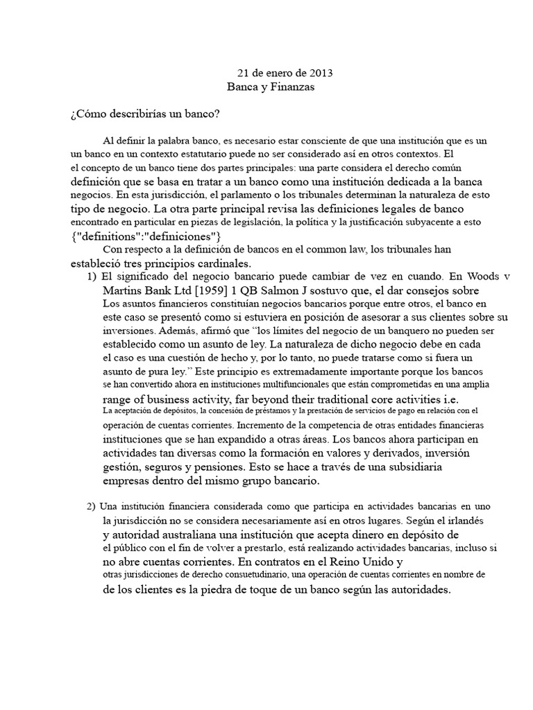 Definición y Funciones de un Banco | PDF | Bancos | Seguro