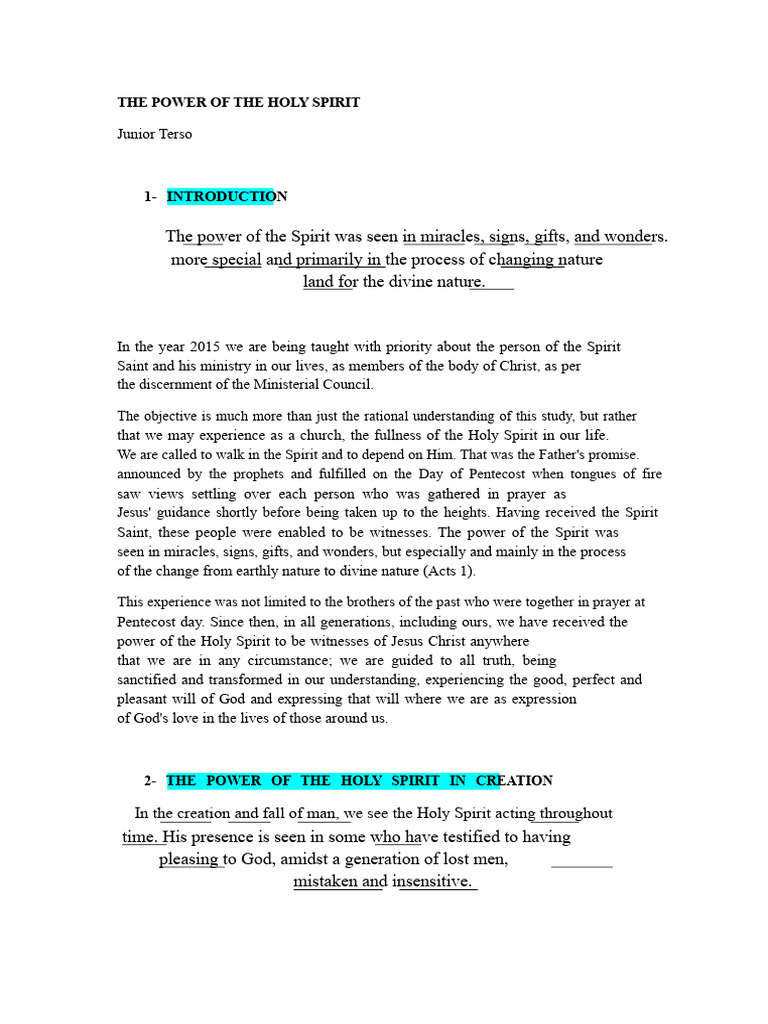 The Holy Spirit's Transformative Power | PDF | Jesus | Holy Spirit