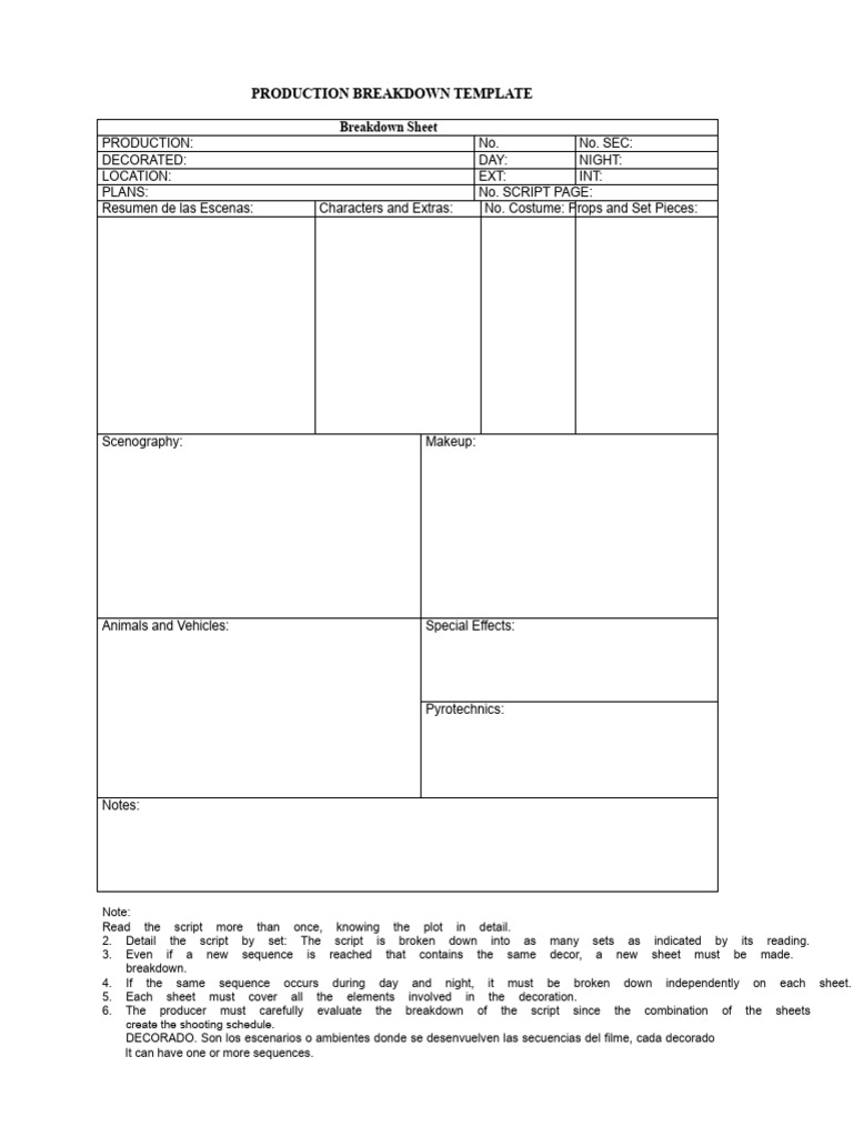 Template-Breakdown-of-Production | PDF