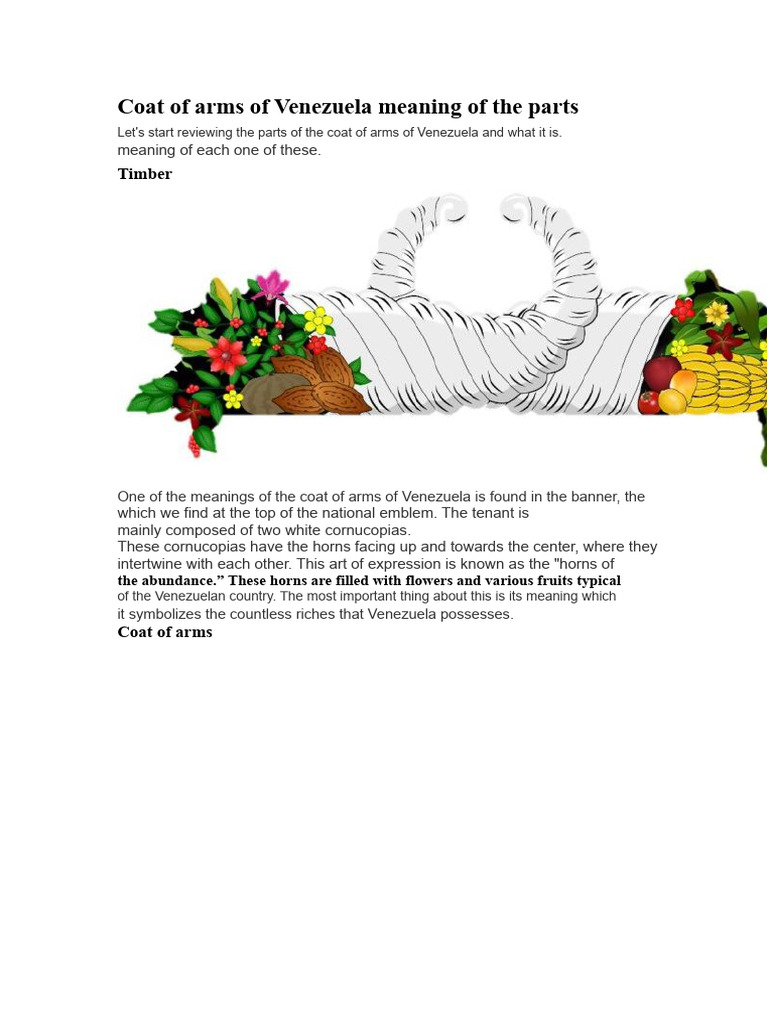 Coat of Arms of Venezuela Meaning of The Parts | PDF | Venezuela | Heraldry