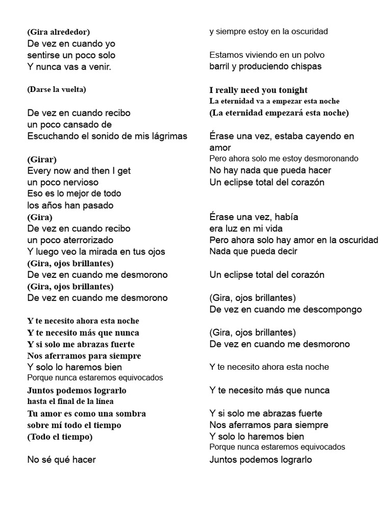 Letras de Total Eclipse | PDF