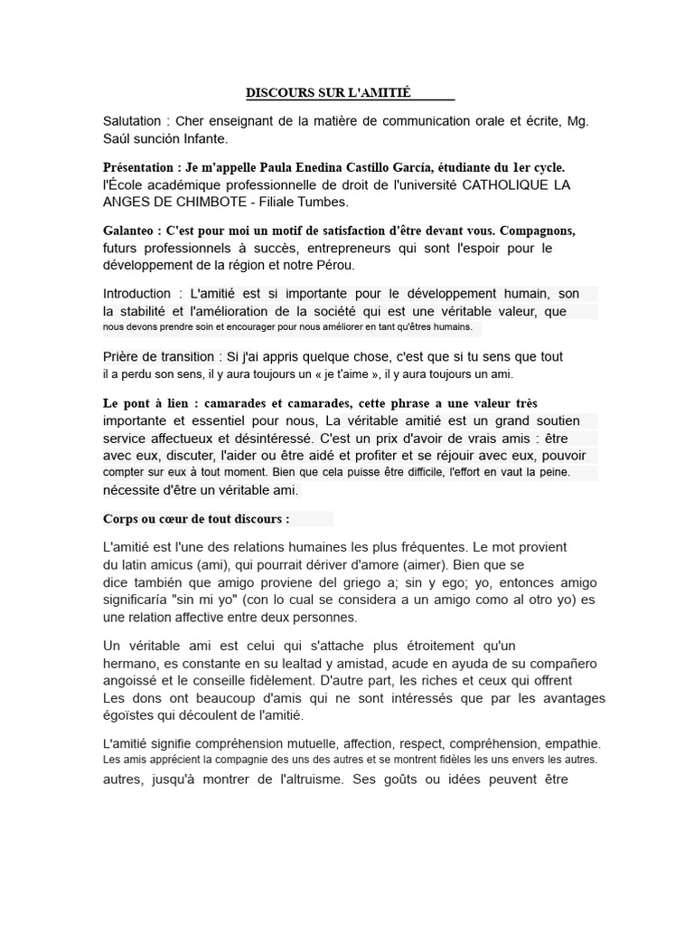 L'Importance de l'Amitié dans la Vie | PDF | Relation amicale | Amour