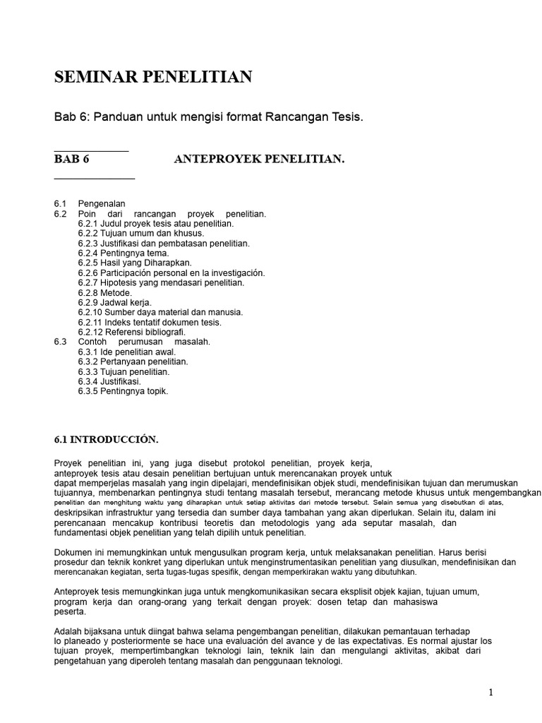 Panduan Rancangan Tesis Penelitian | PDF