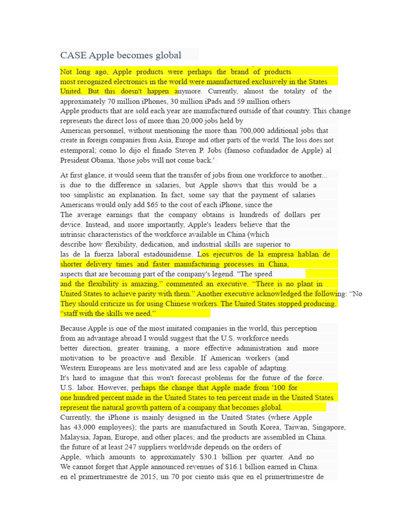 Apple's Global Manufacturing Shift Explained | PDF | Apple Inc. | The ...