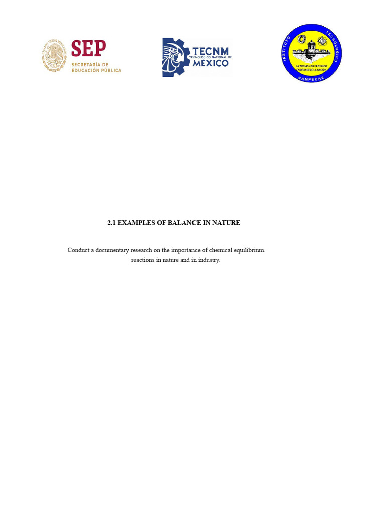 2.1 Examples of Balance in Nature | PDF | Chemical Equilibrium | Force