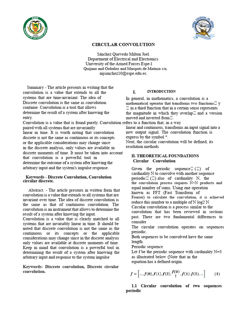 Circular Convolution - Sanchez - Joel | PDF | Convolution | Linear Algebra