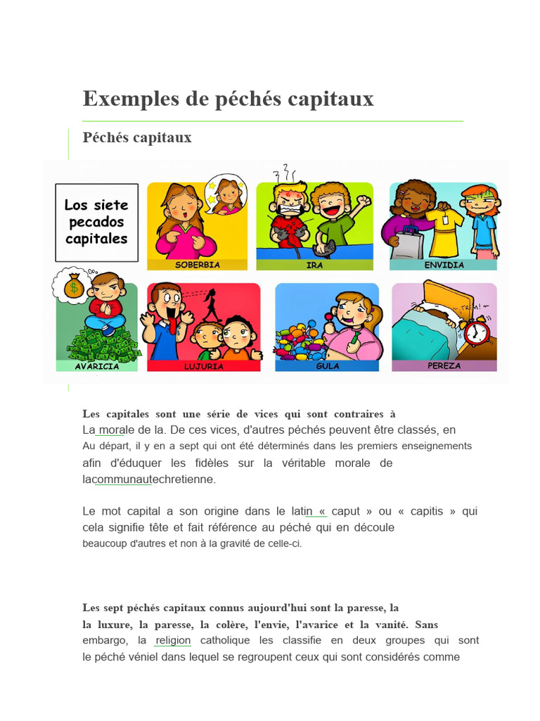 Les sept péchés capitaux expliqués | PDF | Péchés capitaux | Péché