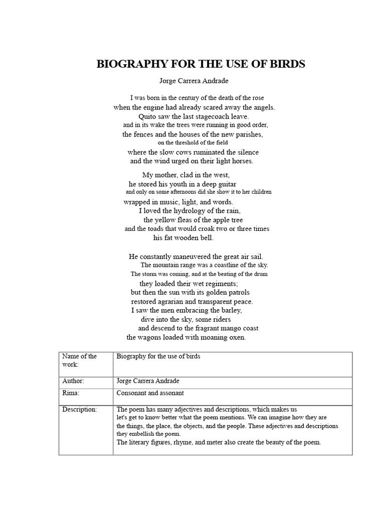 Biography For The Use of Birds | PDF