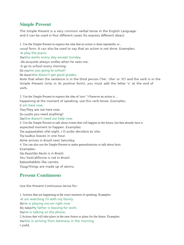 Tenses.pdf | PDF | Verb | Perfect (Grammar)