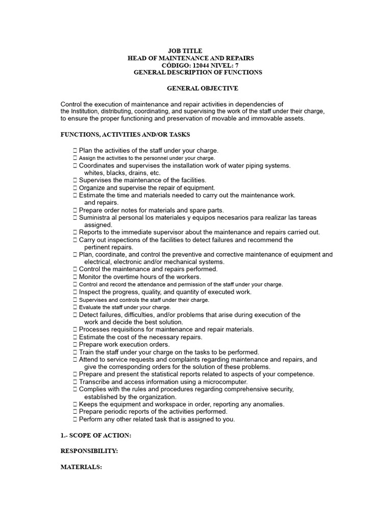 Maintenance Manager | PDF