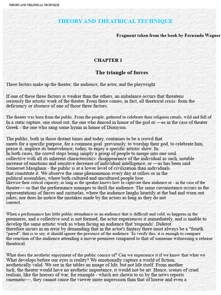 Fernando Wagner - Theory and Theatrical Technique | PDF | Ellipsis ...