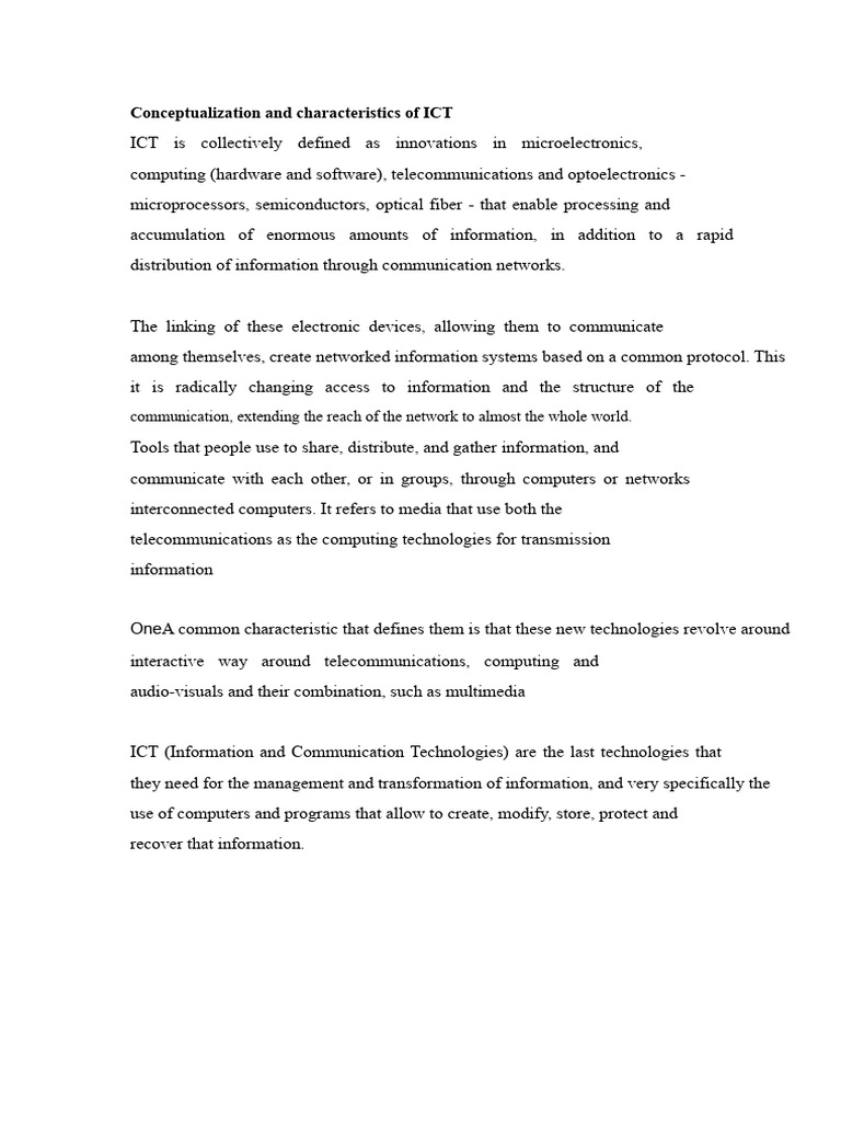 Conceptualization and Characteristics of ICT | PDF | Information ...