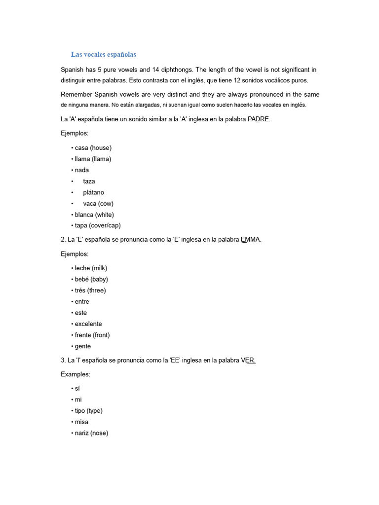 Vocales y Diptongos en Español | PDF | Sílaba | Vocal