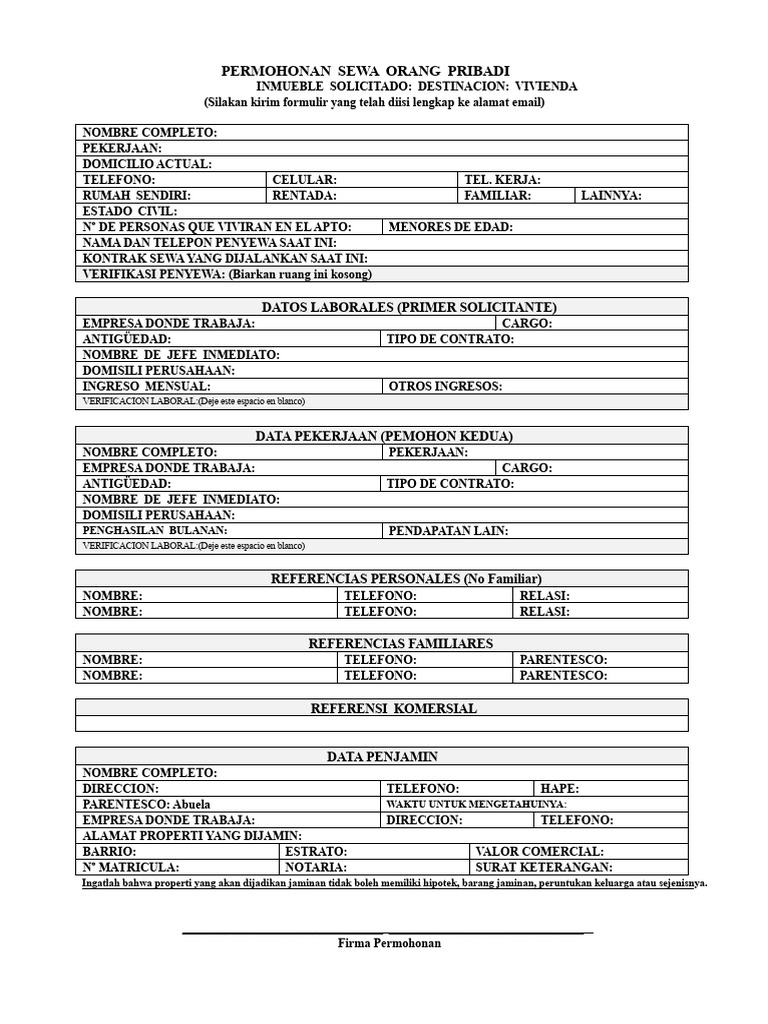 Format Permohonan Sewa | PDF
