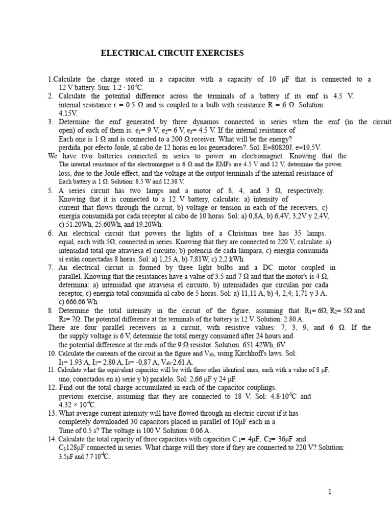 Electrical Circuit Exercises | PDF | Series And Parallel Circuits | Voltage