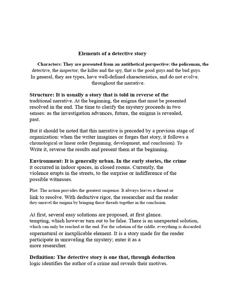 Elements of a Detective Story Explained | PDF | Detective Fiction ...