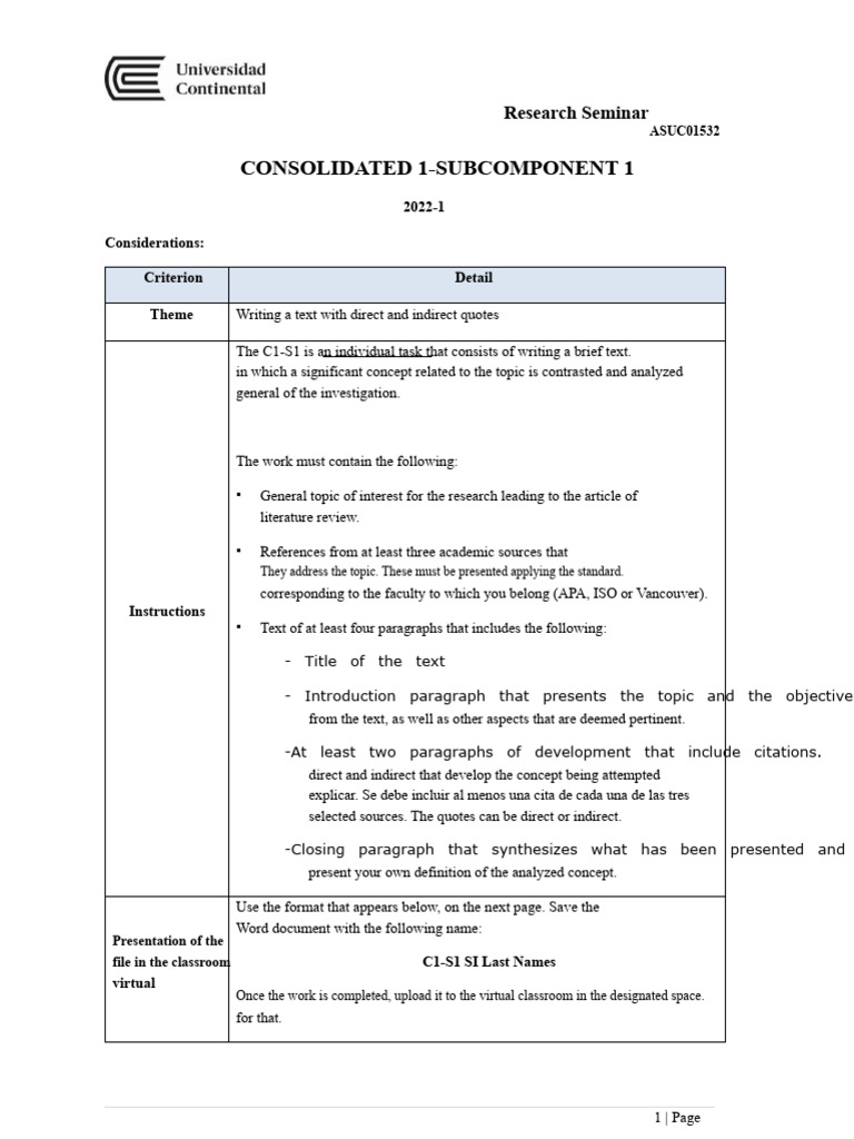 Consolidated 1-Subcomponent 1: Research Seminar | PDF | Human Communication