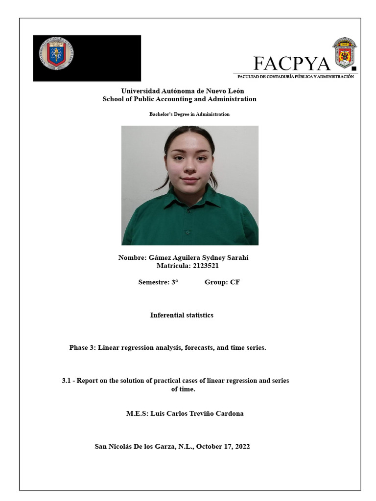 3.1 - Report on Practical Case Solutions of Linear Regression and Time ...