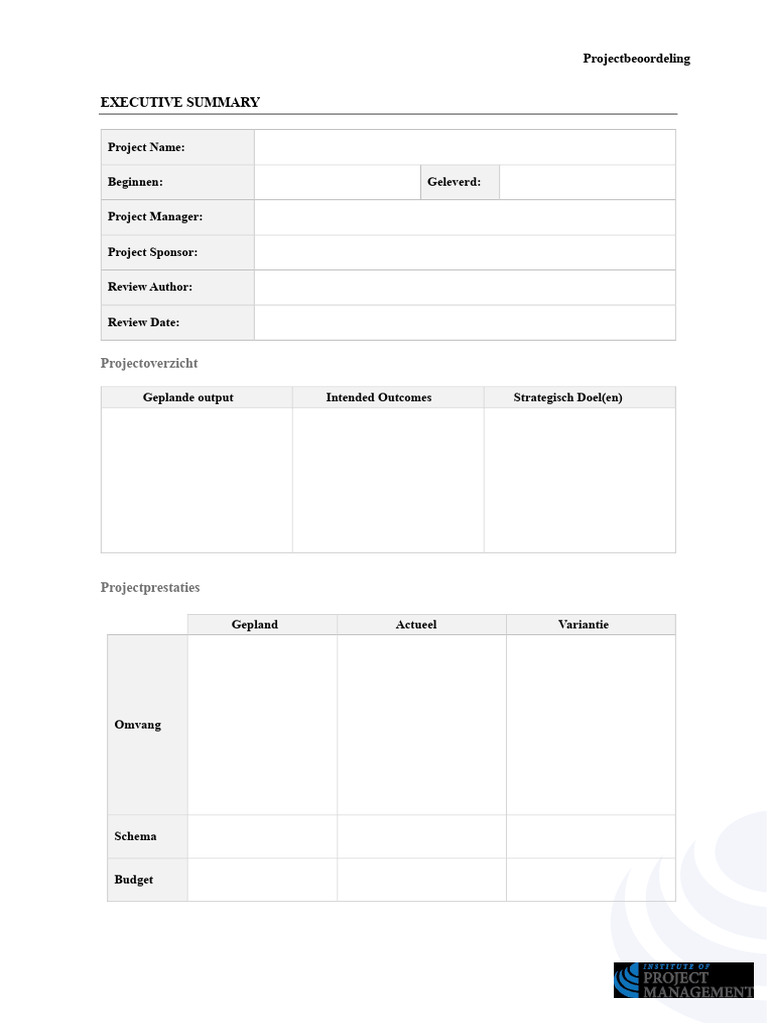 Project Review Sjabloon | PDF