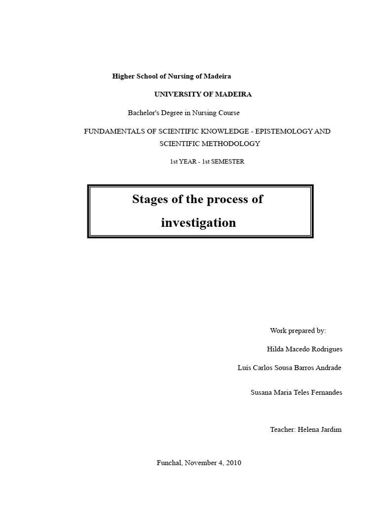 Stages of the Investigation Process | PDF | Hypothesis | Methodology