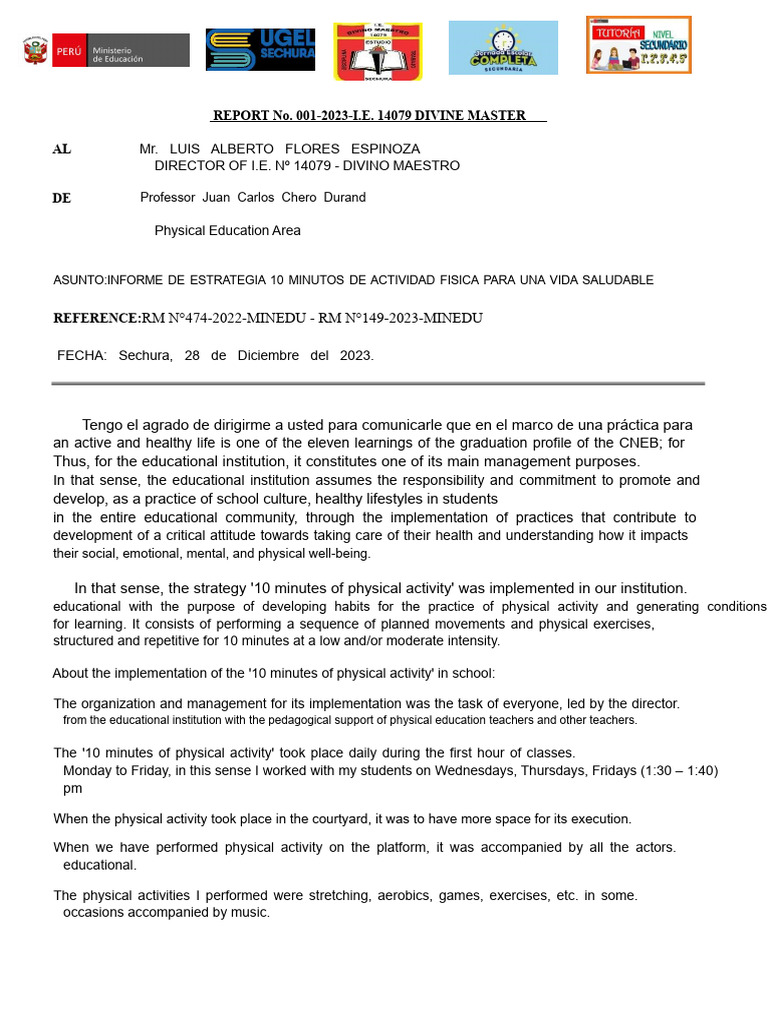 10 Minute Physical Education Report | PDF | Physical Fitness ...